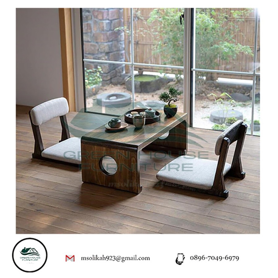 Jual Green house furniture set kursi tatami kayu dan meja kayu kursi ...