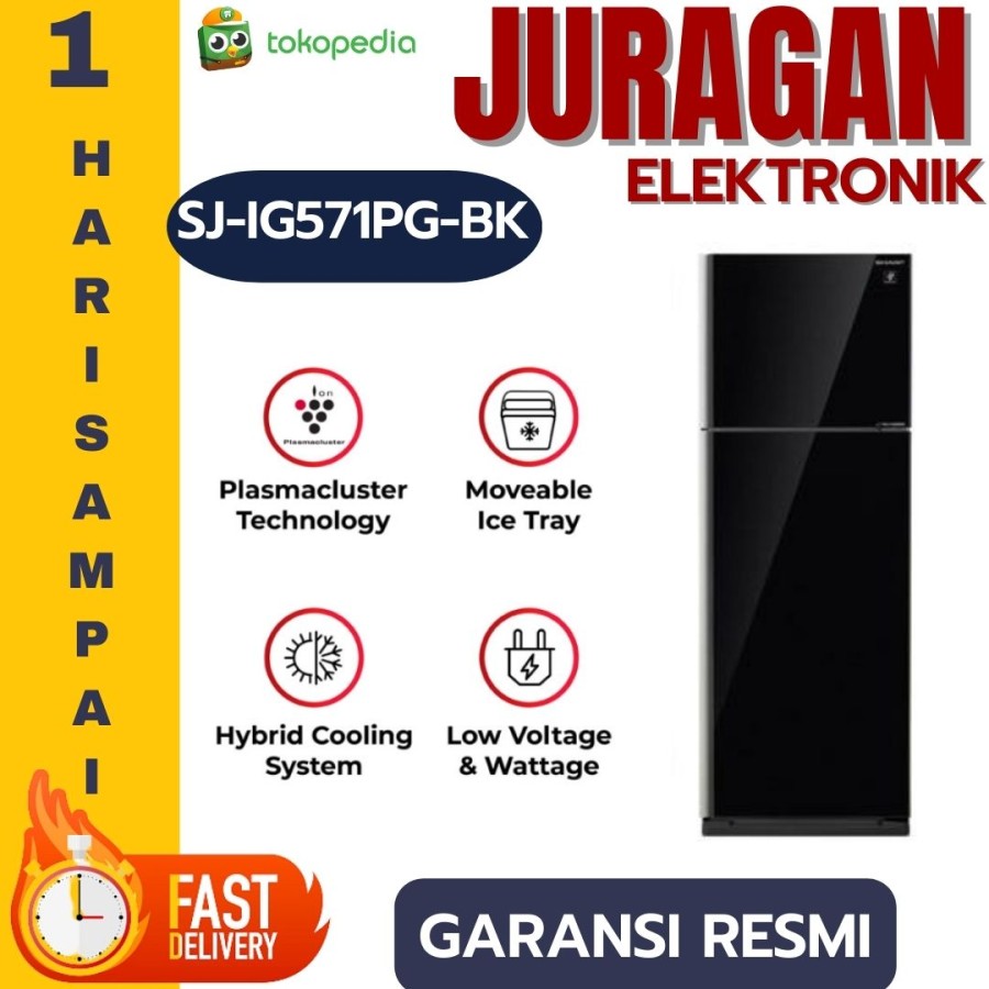 Jual Kulkas 2 Pintu Sharp SJ-IG571PG-BK SJIG571PGBK 428 Liter Plasmacluster