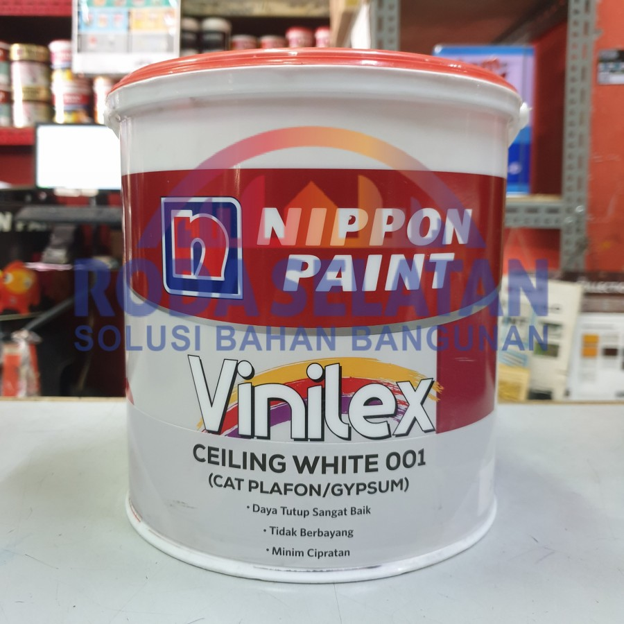 Jual Cat Plafon Gypsum Nippon Vinilex Ceiling White 001 5kg | Renos