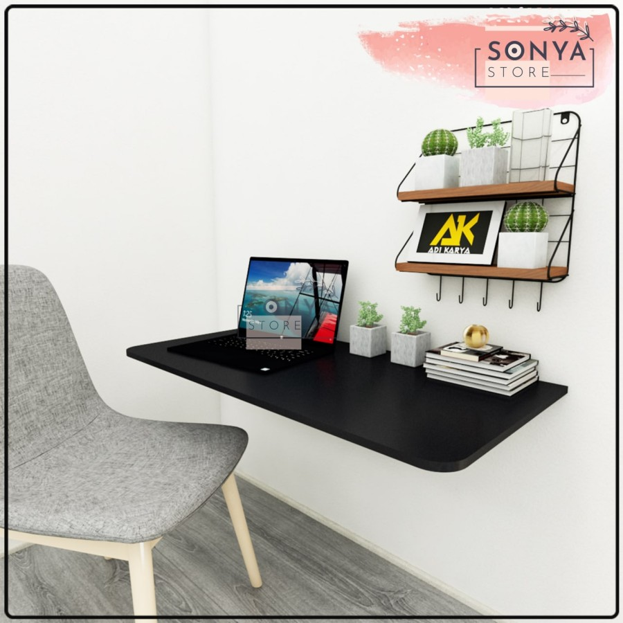 Jual Meja Lipat Dinding 100 x 40 Meja Belajar Kerja Tempel Bracket Besi ...