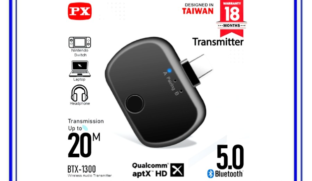 Jual PX BTX-1300 TRANSMITTER AUDIO BLUETOOTH TYPE C USB 5.0 STEREO | Renos