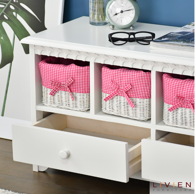 Jual LIVIEN Rak Kabinet Kayu Ratan Mooi TV Dresser Type 2 | Renos