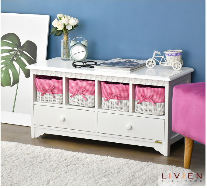 Jual LIVIEN Rak Kabinet Kayu Ratan Mooi TV Dresser Type 2 | Renos
