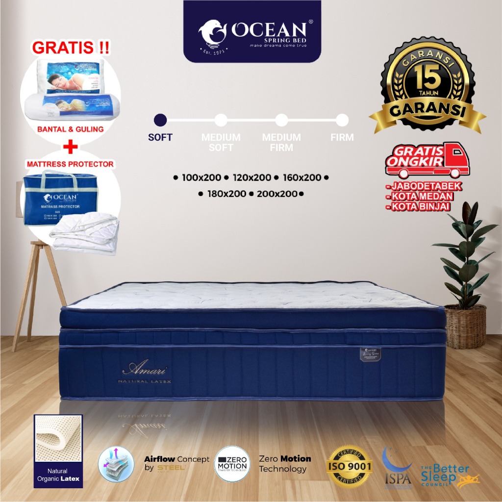 Jual Ocean springbed - Amari (Latex) Pocket Spring Mattress Only | Renos