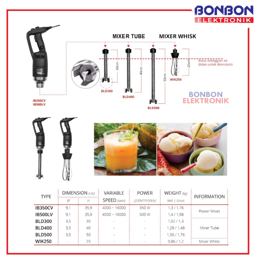 Jual GETRA Power Mixer / Hand Mixer / Mixer Tube BLD 500 / BLD500 50 CM ...