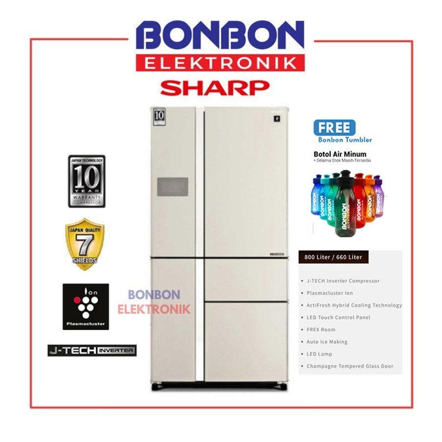 Jual Sharp Kulkas Side By Side 5 Pintu SJ-IFX94PG-CG J-TECH Inverter ...