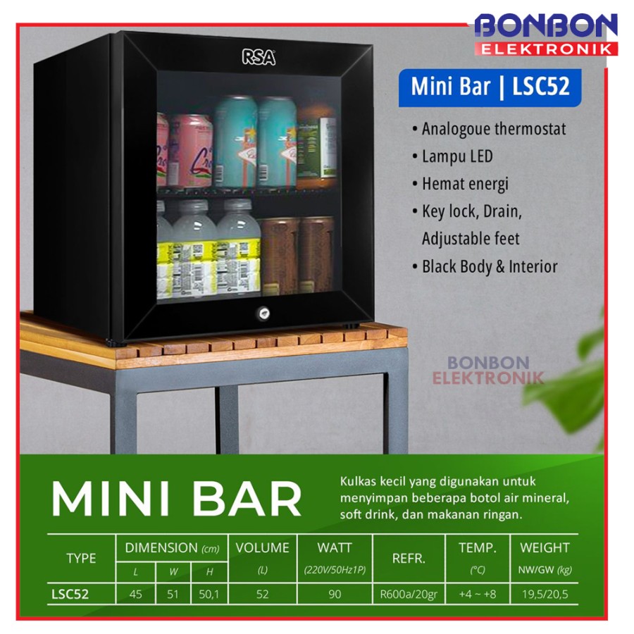 Jual RSA Mini Showcase Portable LSC52 / LSC-52 Display Cooler Minibar | Renos