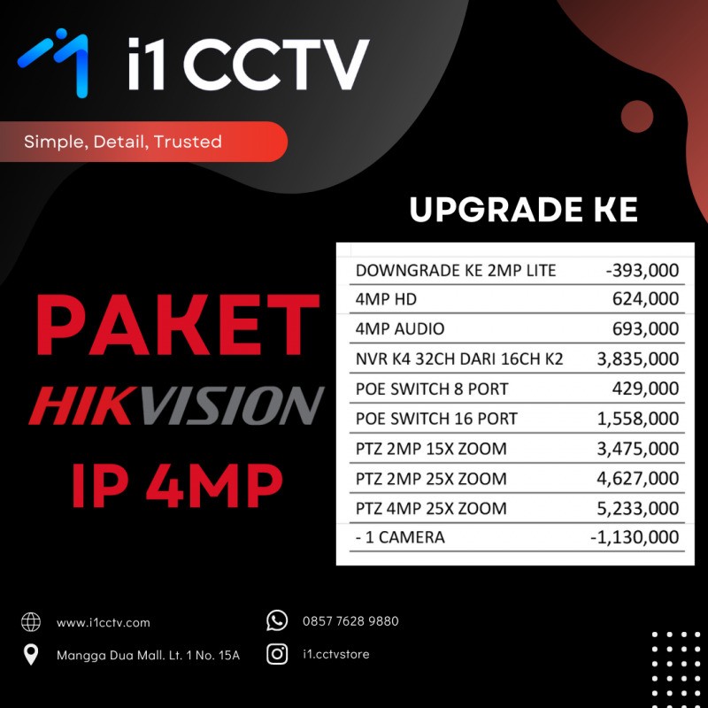 Jual PAKET IP CAMERA CCTV HIKVISION 4MP 4 8 16 CHANNEL | Renos