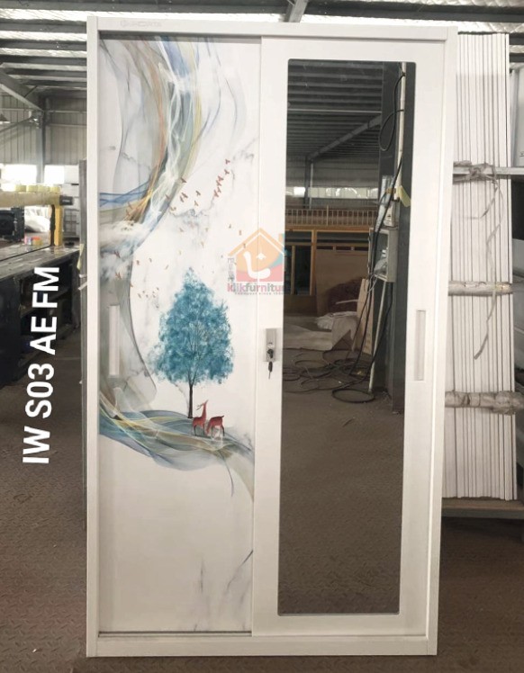 Jual Lemari Pakaian Besi Pintu Kaca Sliding XL VECTOR 120 | Renos