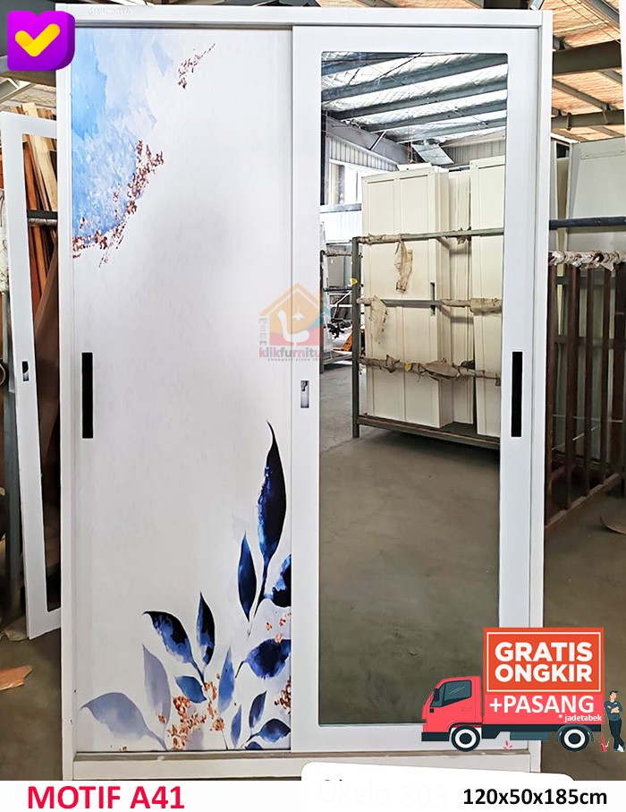 Jual Lemari Pakaian Besi Pintu Kaca Sliding XL VECTOR 120 | Renos