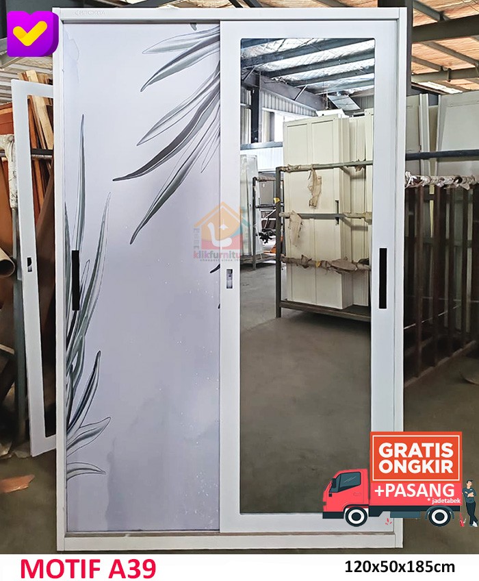 Jual Lemari Pakaian Besi Pintu Kaca Sliding XL VECTOR 120 | Renos