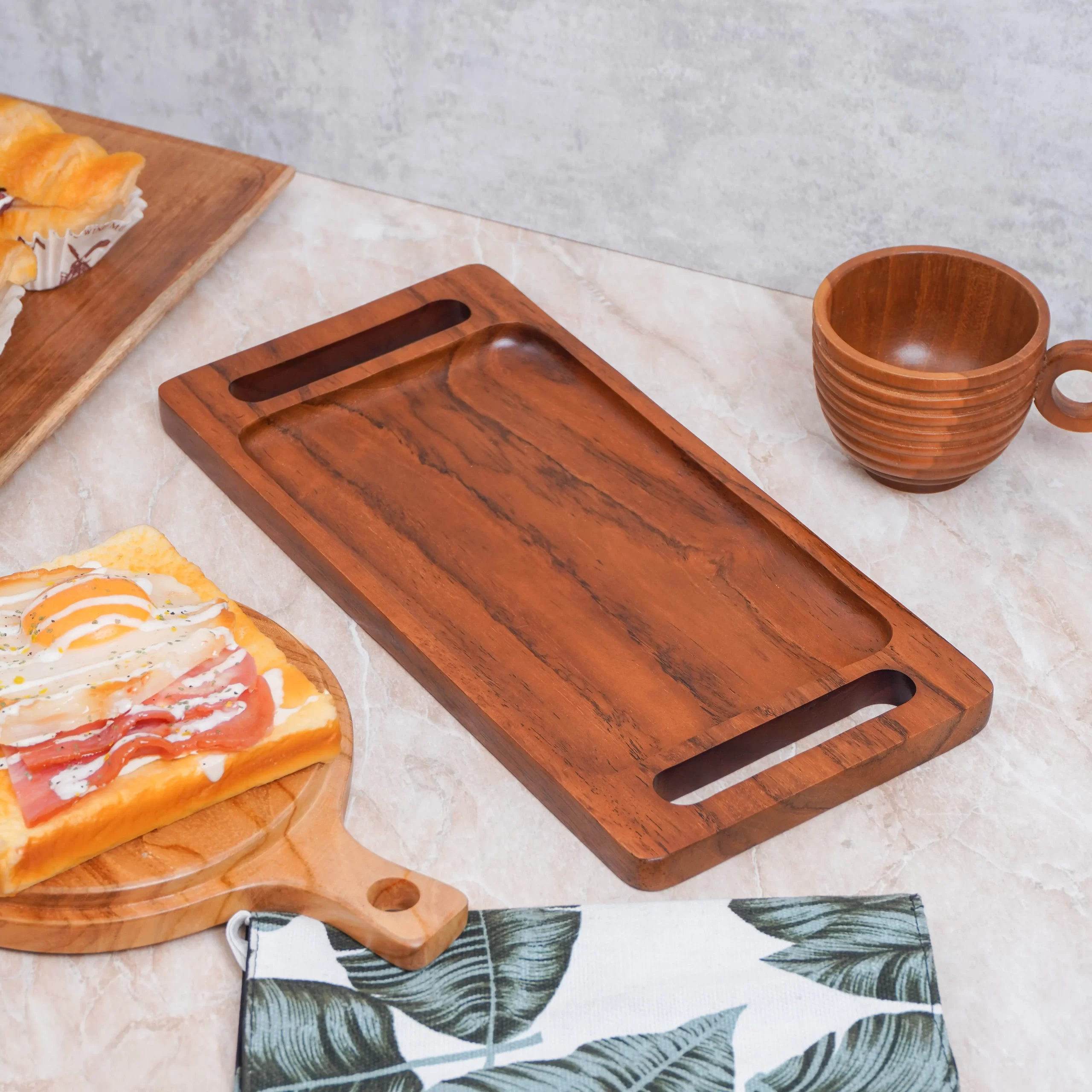 Jual Tray Jati Siku Handle / Nampan Kayu Jati | Renos