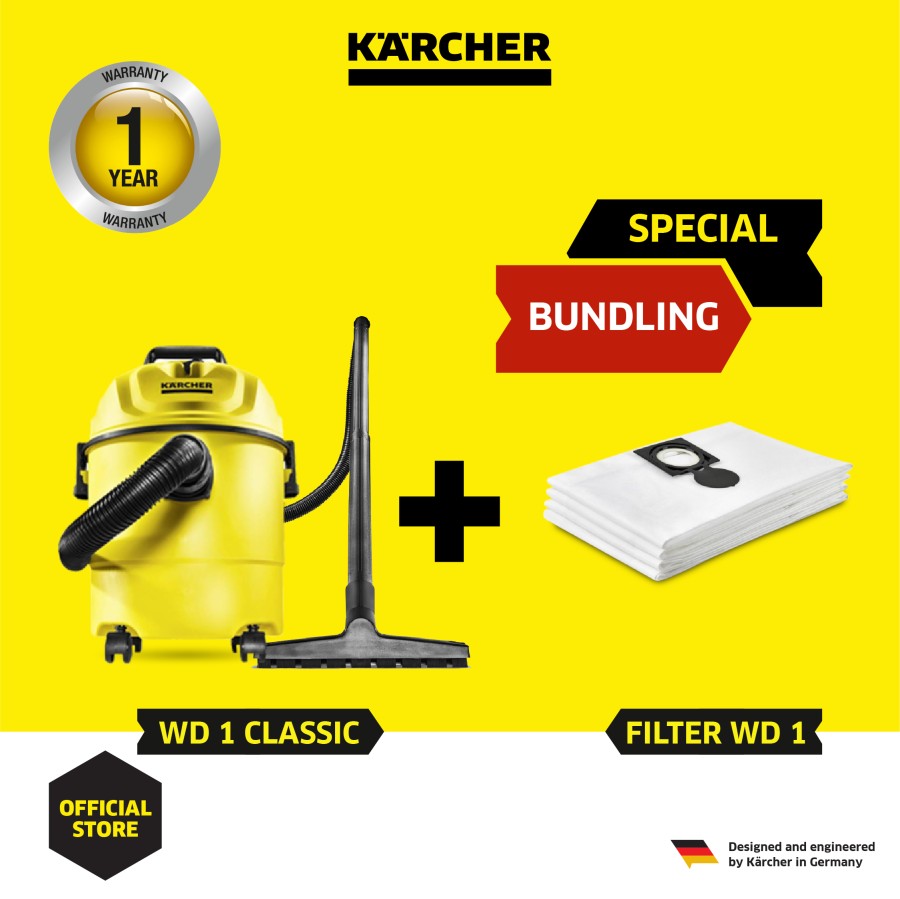 Jual Karcher WD 1 Classic *KAP 1200 Watt Vacum Cleaner Wet & Dry | Renos