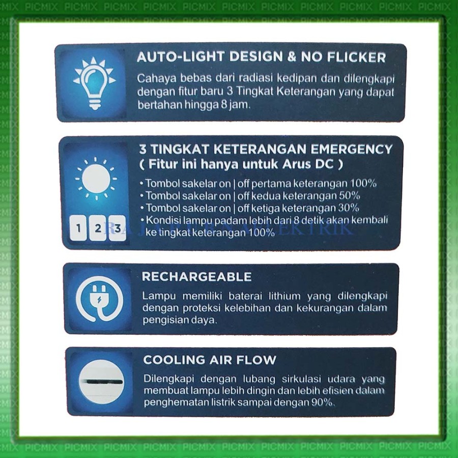 Jual LAMPU LED EMERGENCY MAGIC ECOKING HERO SAGA 12W AC DC ORIGINAL | Renos