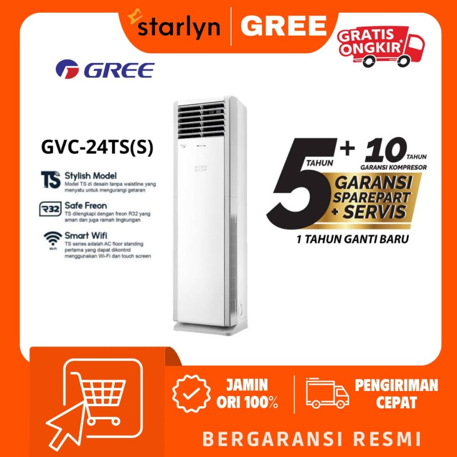 Jual GREE GVC 24TS(S) - AC FLOOR STANDING 3PK SMART TOUCH SCREEN | Renos