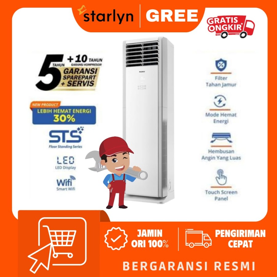 Jual AC GREE FLOOR STANDING 5 PK GVC-48 STS ( S ) ECO AC STANDING 5 PK ...