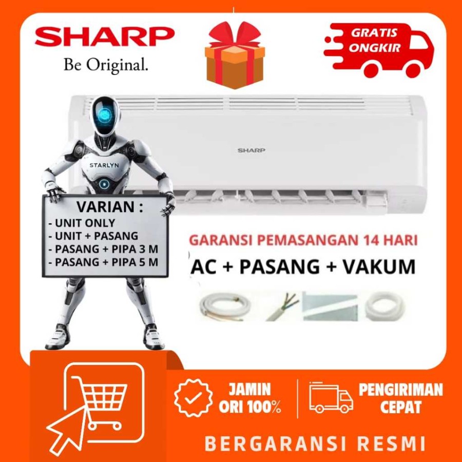 Jual SHARP AC 0,5 PK A5BEY GARUDA SERIES 1/2 PK AH-A5BEY | Renos