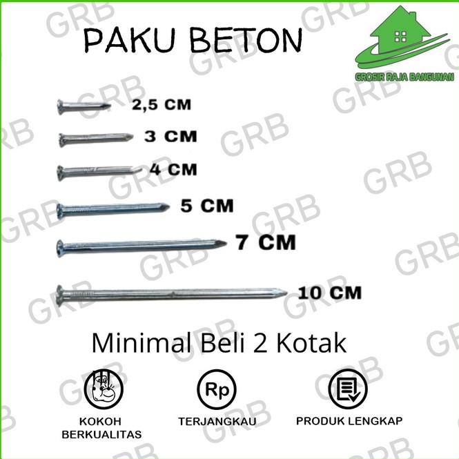 Jual Paku Beton 1cm, 3cm, 4cm, 5cm, 7cm, 10cm | Renos