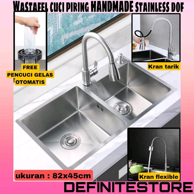 Jual Kitchen Sink 2 Lubang 2 Lubang Stainless Steel 8245 Dof Anti Karat ...