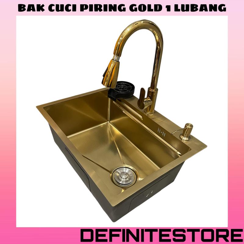 Jual Bak Cuci Piring 1 Lubang Stainless Steel 6045 Emas Gold Anti Karat ...