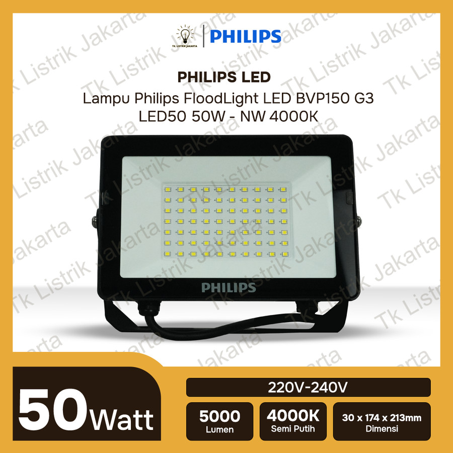 Jual Lampu Sorot LED Philips BVP150 G3 50W LED50 FloodLight Outdoor | Renos