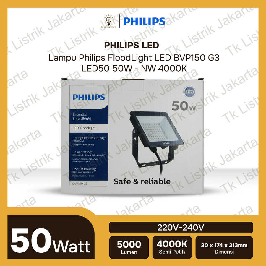 Jual Lampu Sorot LED Philips BVP150 G3 50W LED50 FloodLight Outdoor | Renos