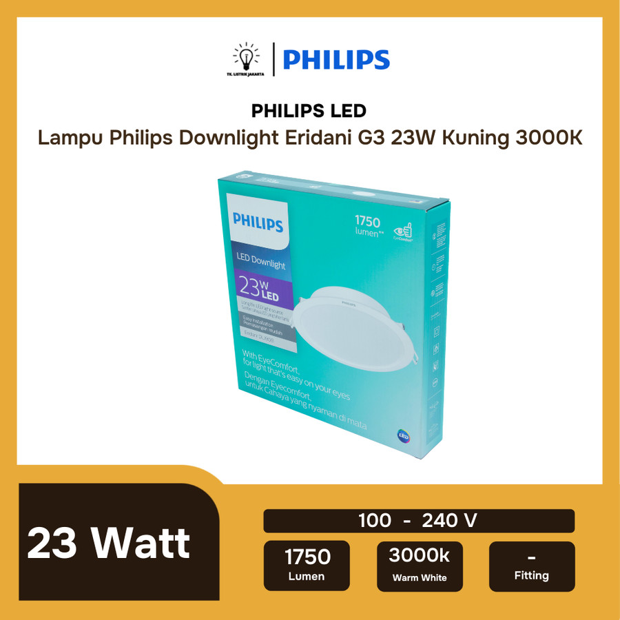 Jual Lampu LED Downlight Plafon Philips Eridani DL190B G3 23W 8 inch ...