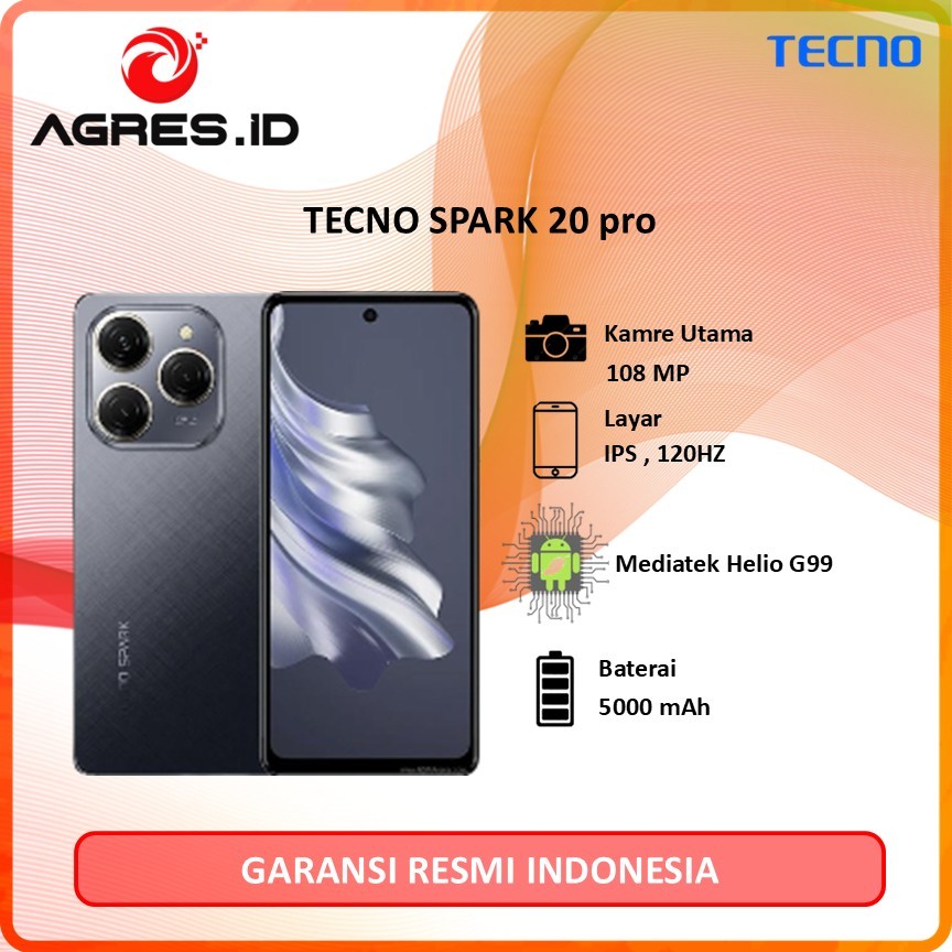 Jual TECNO SPARK 20 PRO 12GB 256GB Garansi Resmi | Renos