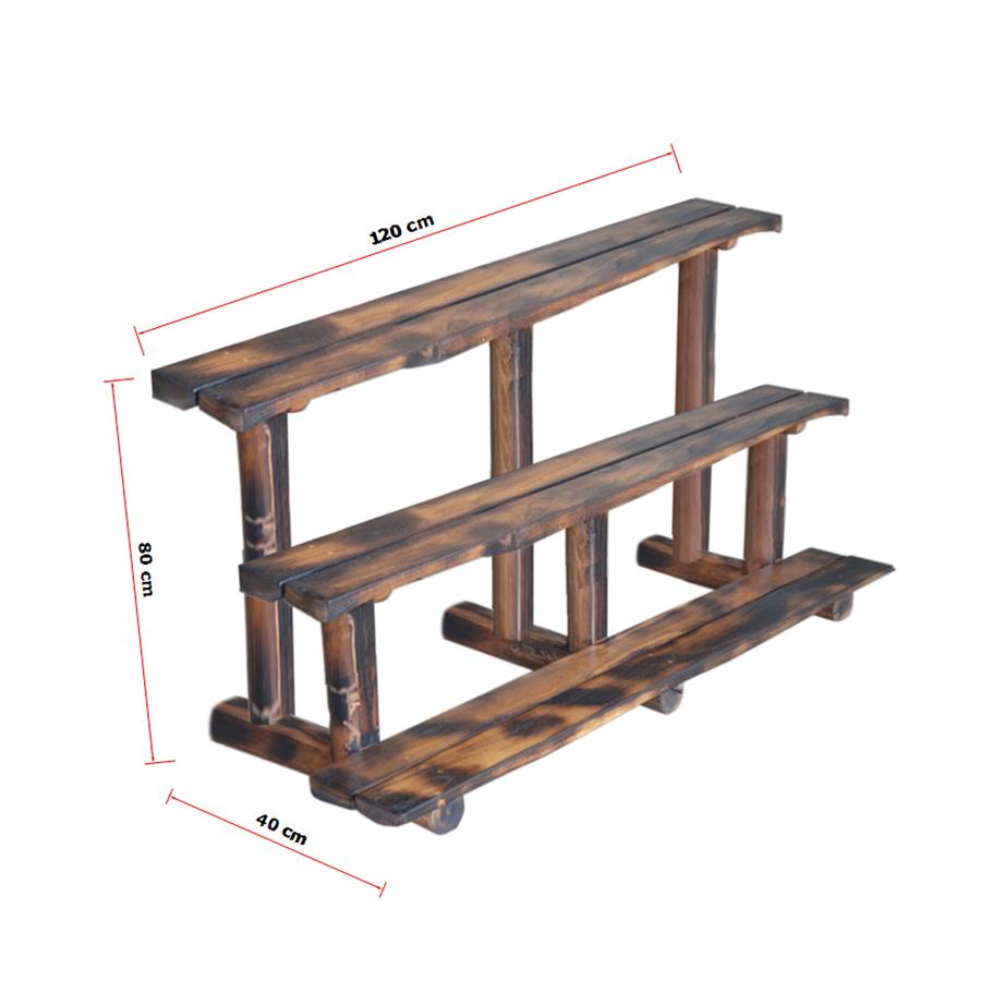 Jual Rak Pot Bunga Kayu Jati Lebar 150 CM 2 Tingkat | Renos