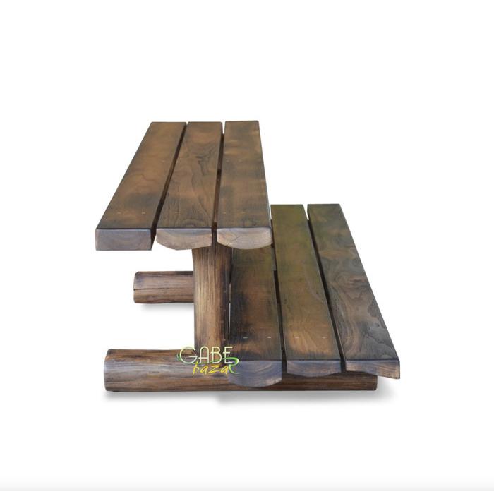Jual Rak Pot Bunga Kayu Jati Lebar 120 CM 2 Tingkat | Renos