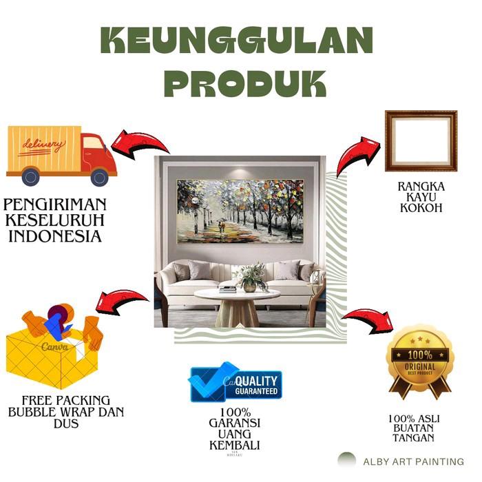 Jual lukisan dinding abstrak gunung bulat aesthetic lukisan kanvas ...