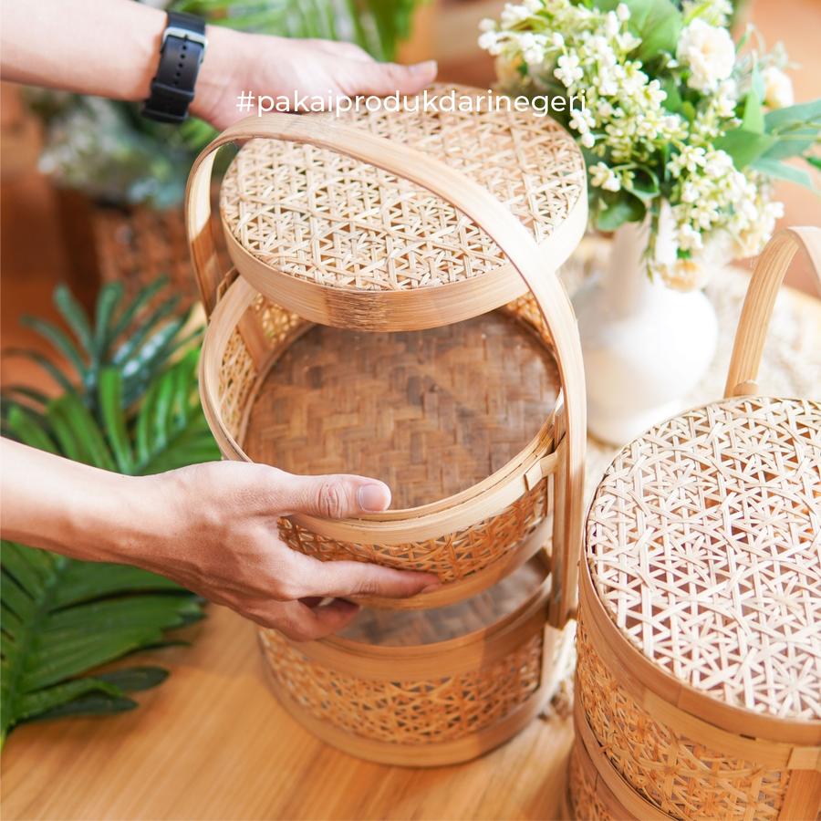 Jual Bamboo Lunchbox Sunda | Rantang Bambu Susun Bulat | Wadah Parcel ...