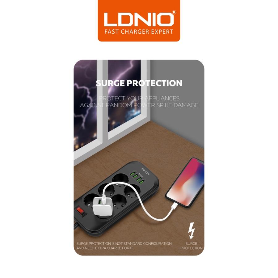 Jual Stop Kontak Power Socket LDNIO SE6403 6 Socket 4 USB | Renos