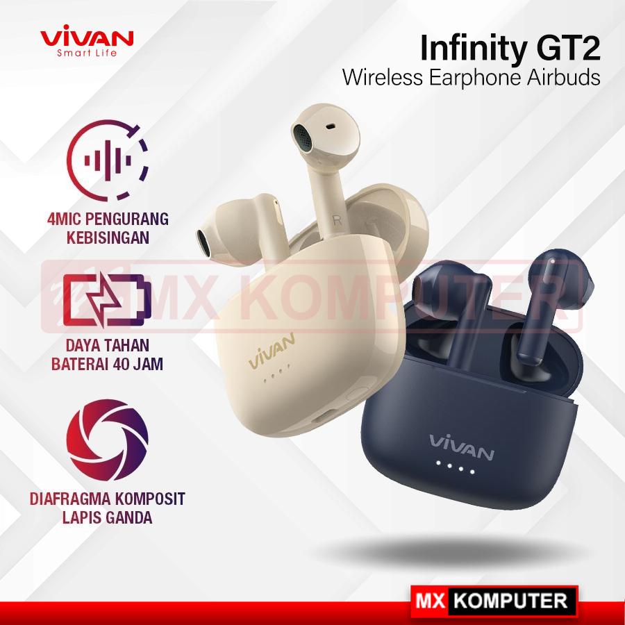 Jual Vivan Infinity GT2 Headset Earbuds TWS Bluetooth IPX4 Waterproof - White | Renos