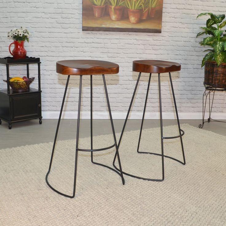 Jual Kursi Bar Kaki Besi Dudukan Kayu Jati | Renos