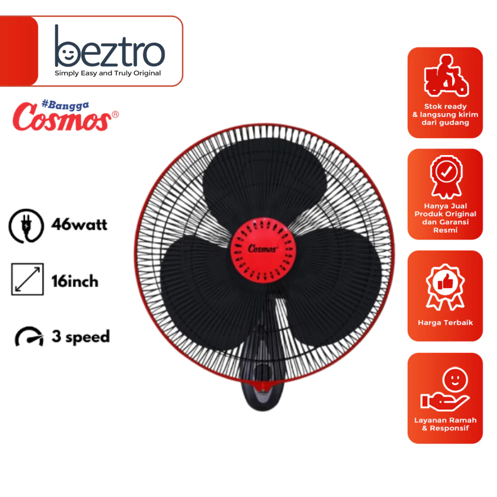 Jual Cosmos Wall Fan 16 WFG R Red - Kipas Angin Dinding Wall Fan 16in ...
