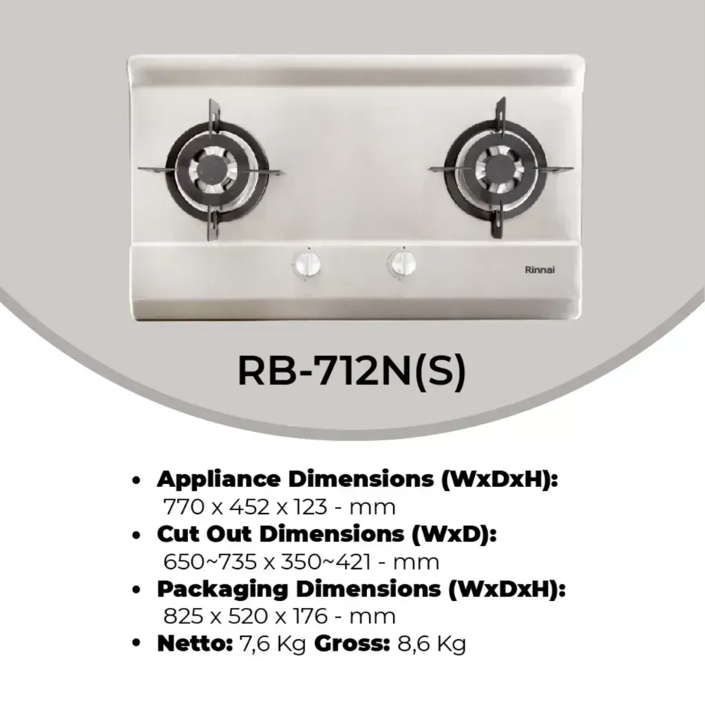 Jual Rinnai - kompor tanam RB712NS RB-712-NS Build In Hob 2 Tungku ...