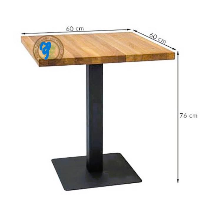 Jual Meja Makan Minimalis Top Table Kayu Jati Kaki Besi Hollow | Renos
